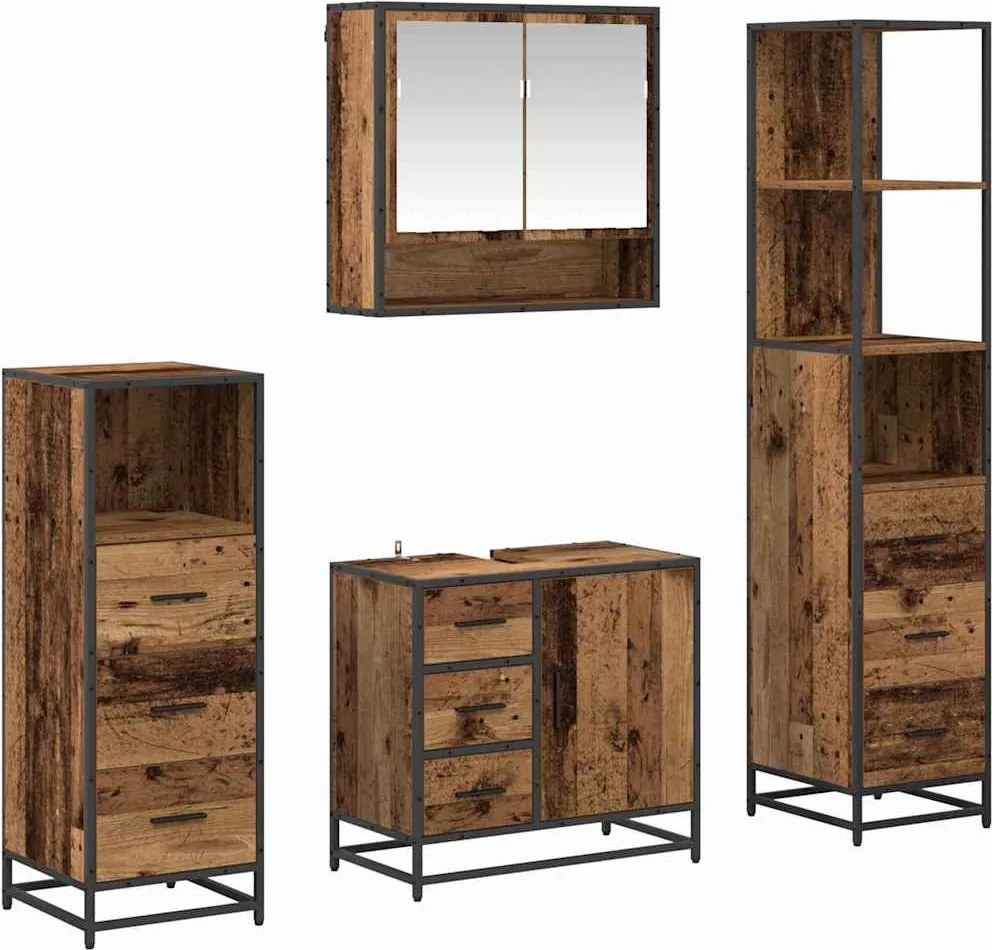 Sada koupelnového nábytku 4 ks Staré dřevo 65 x 33 x 60 cm 3402497