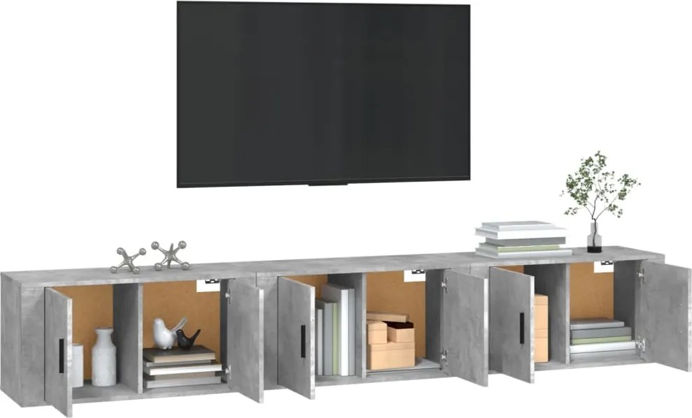 Nástěnné TV skříňky 3 ks betonově šedé 80 x 34,5 x 40 cm 3188362