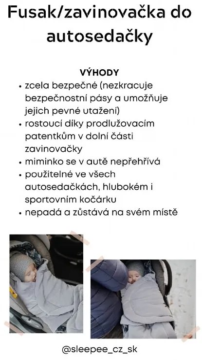 Sleepee Fusak do autosedačky pro miminko ROYAL hořčicový