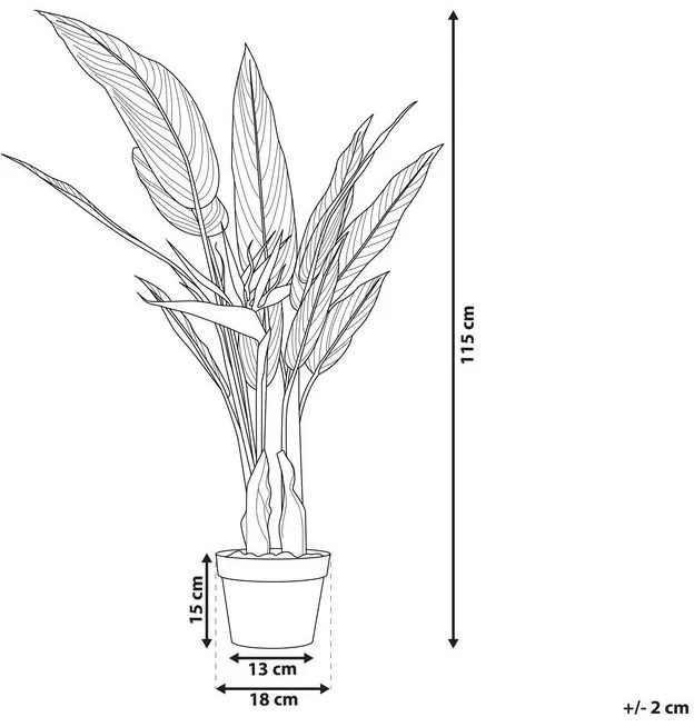 Umělá rostilina v květináči 115 cm STRELITZIA TREE Beliani