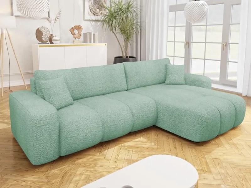 Rohová rozkládací sedačka Larow Maxi Boucle, Potah: Coral 50