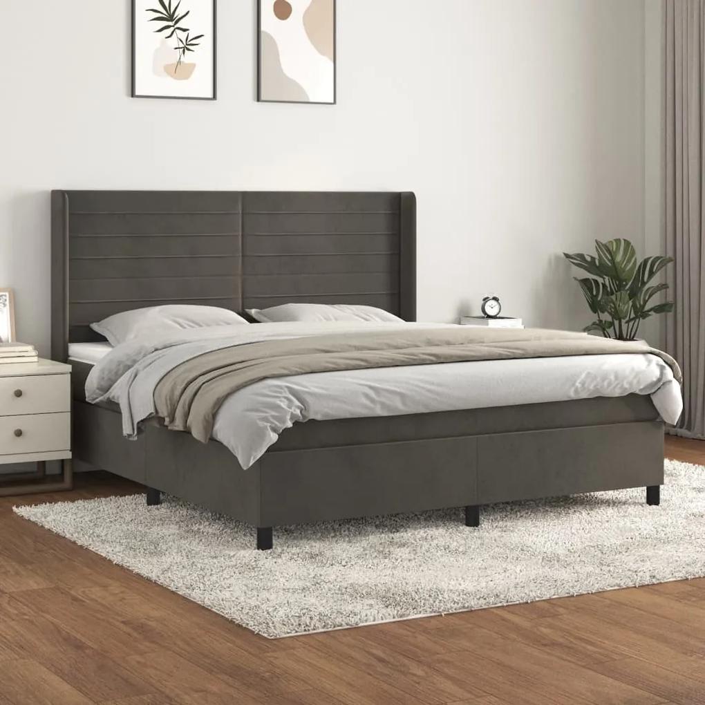 Box spring postel s matrací tmavě šedá 180x200 cm samet,  3132754