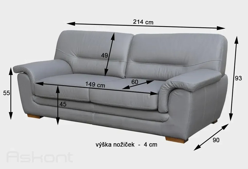 Askont Lagos: Celokožená pohovka 3M anthracit