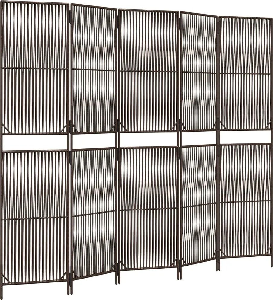vidaXL Dělicí stěna 5 panelů polyratan [365399] Barva: Šedá