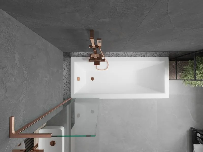 Mexen Next L, 1-křídlová vanová zástěna 50 x 150 cm, 6mm čiré sklo, měděný profil, 895-050-000-03-00-65