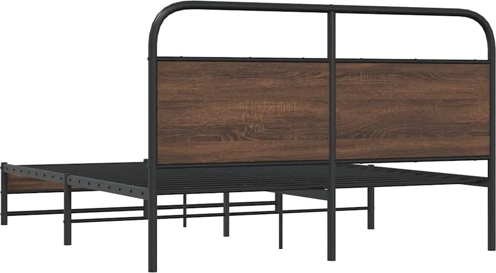 Kovový rám postele bez matrace hnědý dub 160 x 200 cm 3318703