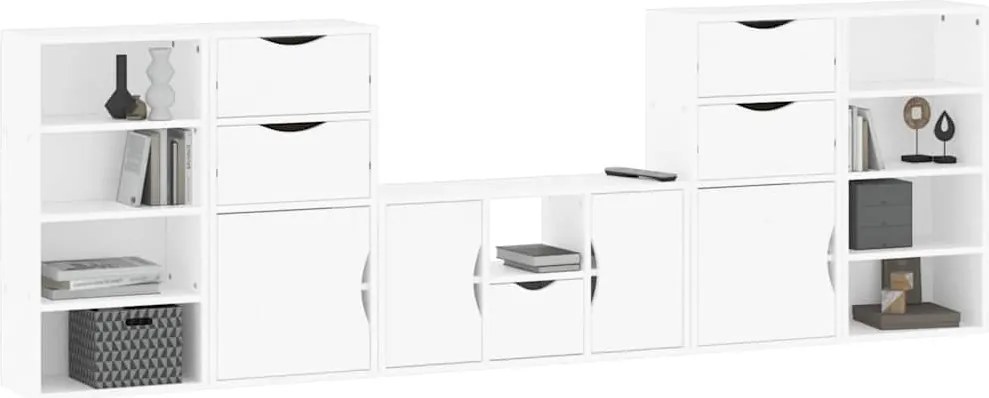 5 kusů TV skříněk s úložným prostorem bílá Borovicový masiv 3365377