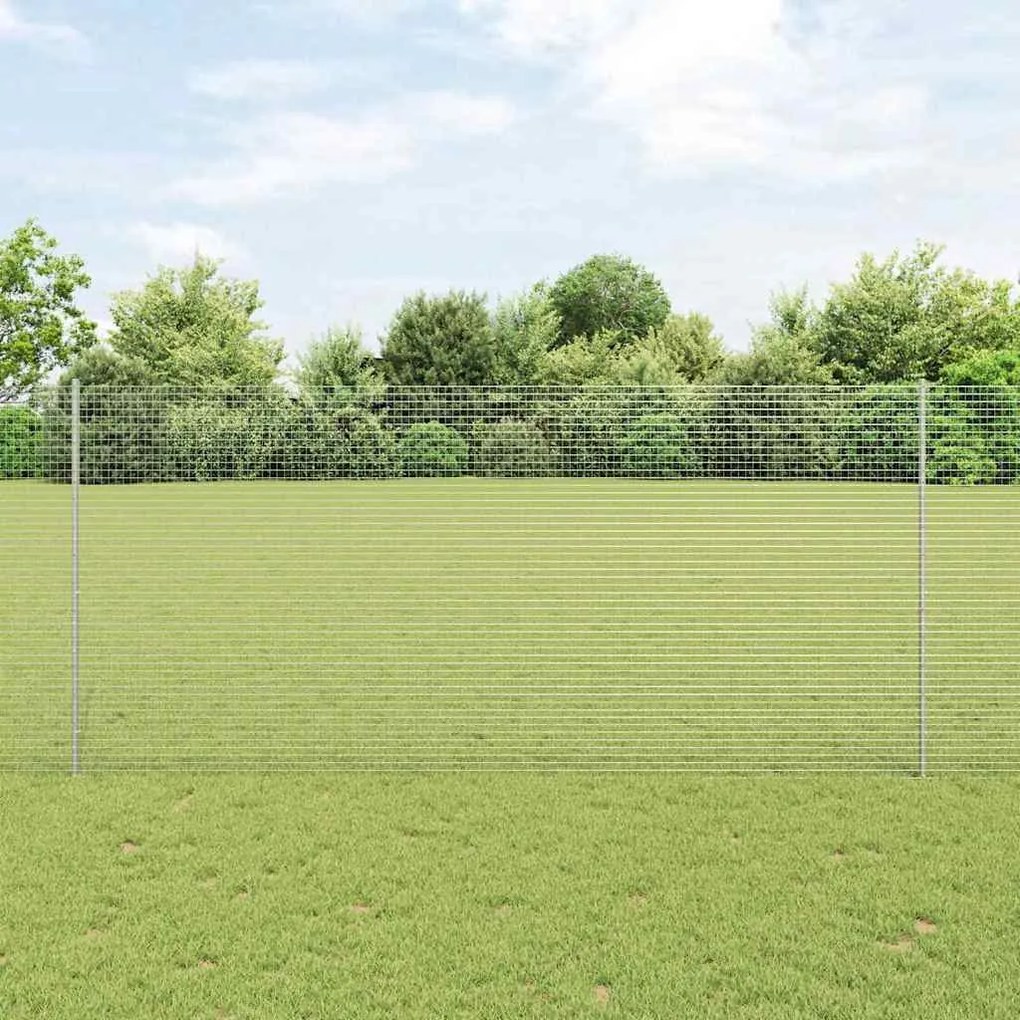 Svařovaná drátěná plotovina s tyčkami 10 x 1,4 m Stříbrná 3336336