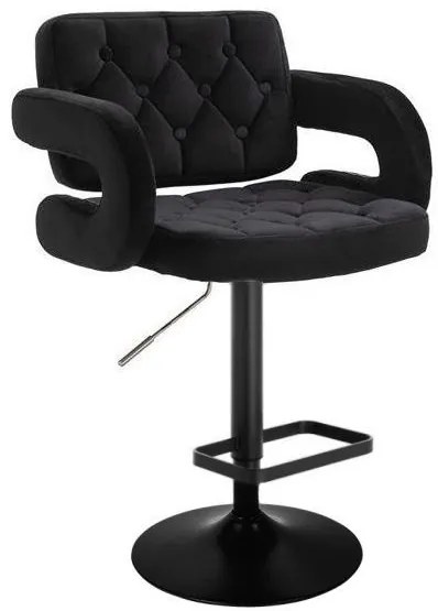 LuxuryForm DESIGN Barová židle ADRIA VELUR na černé kulaté podstavě - černá