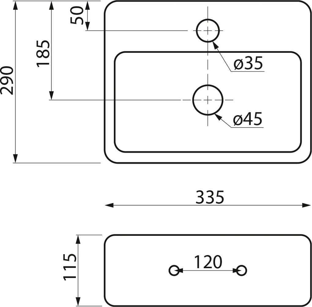 Sapho GIULIA keramické umývátko 33,5 x 29 cm černá mat BH7002B
