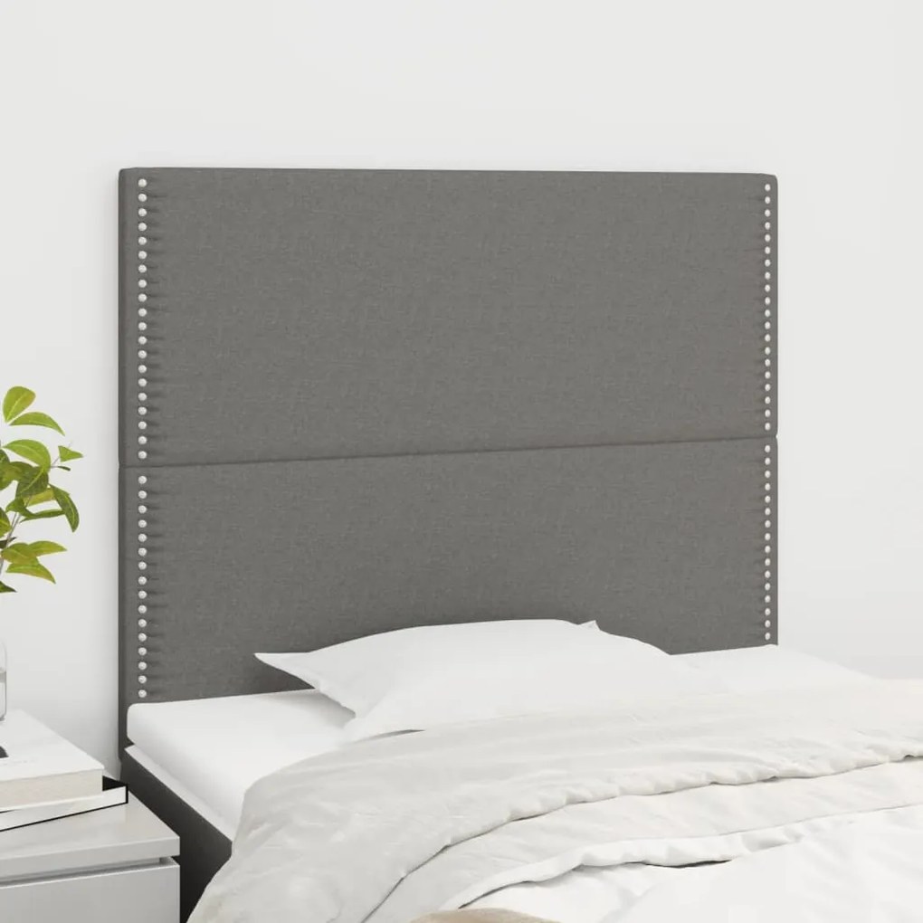 Čelo postele 2 ks tmavě šedé 80 x 5 x 78/88 cm textil