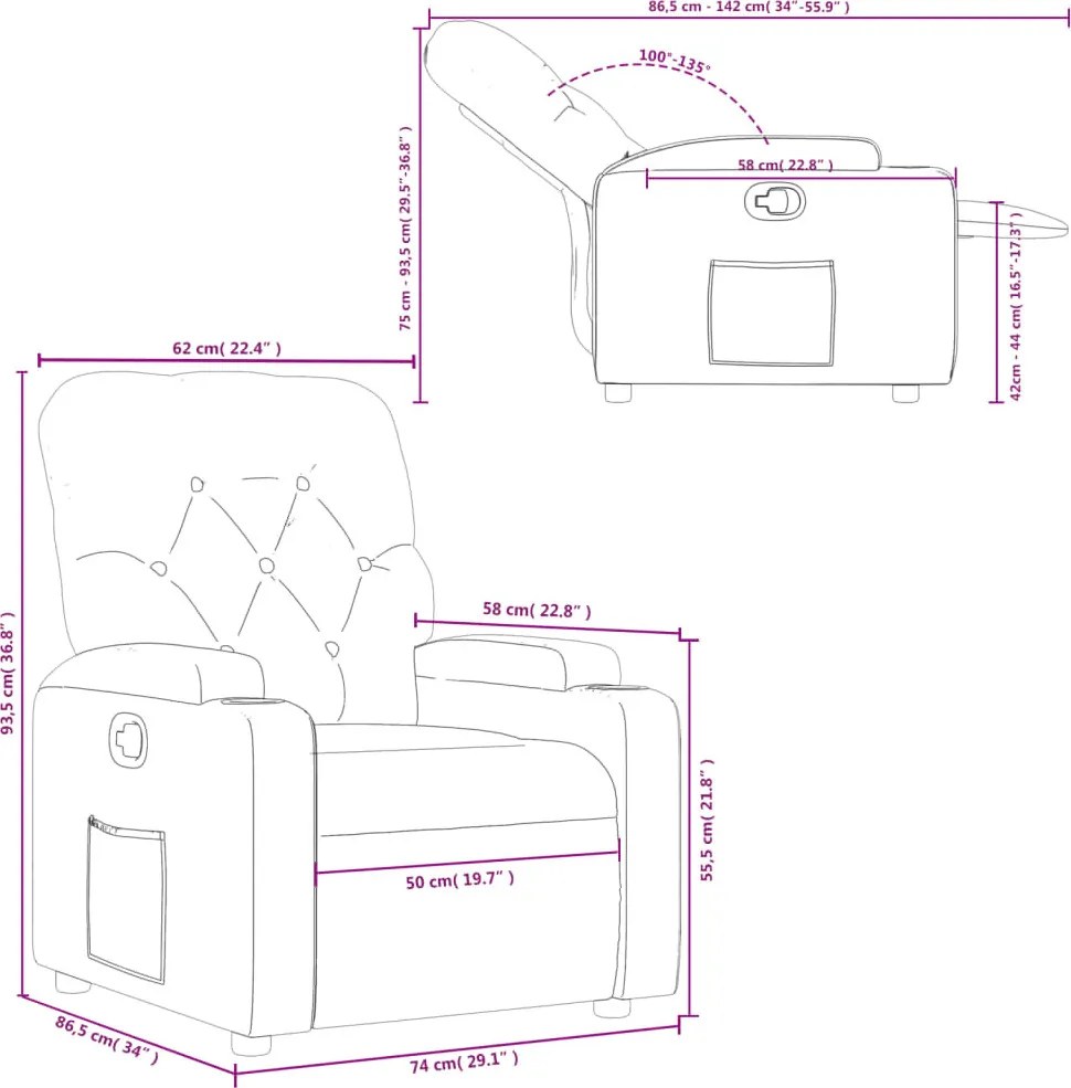 vidaXL Polohovací křeslo textil [372484] Barva: Černá