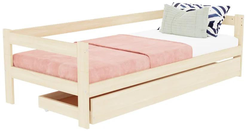 Benlemi Jednolůžková postel ze dřeva SAFE 5v1 se zábranou a úložným šuplíkem Zvolte barvu: Pastelově růžová, Zvolte rozměr: 80x180 cm, Zvolte zábranu: Se dvěma zábranami