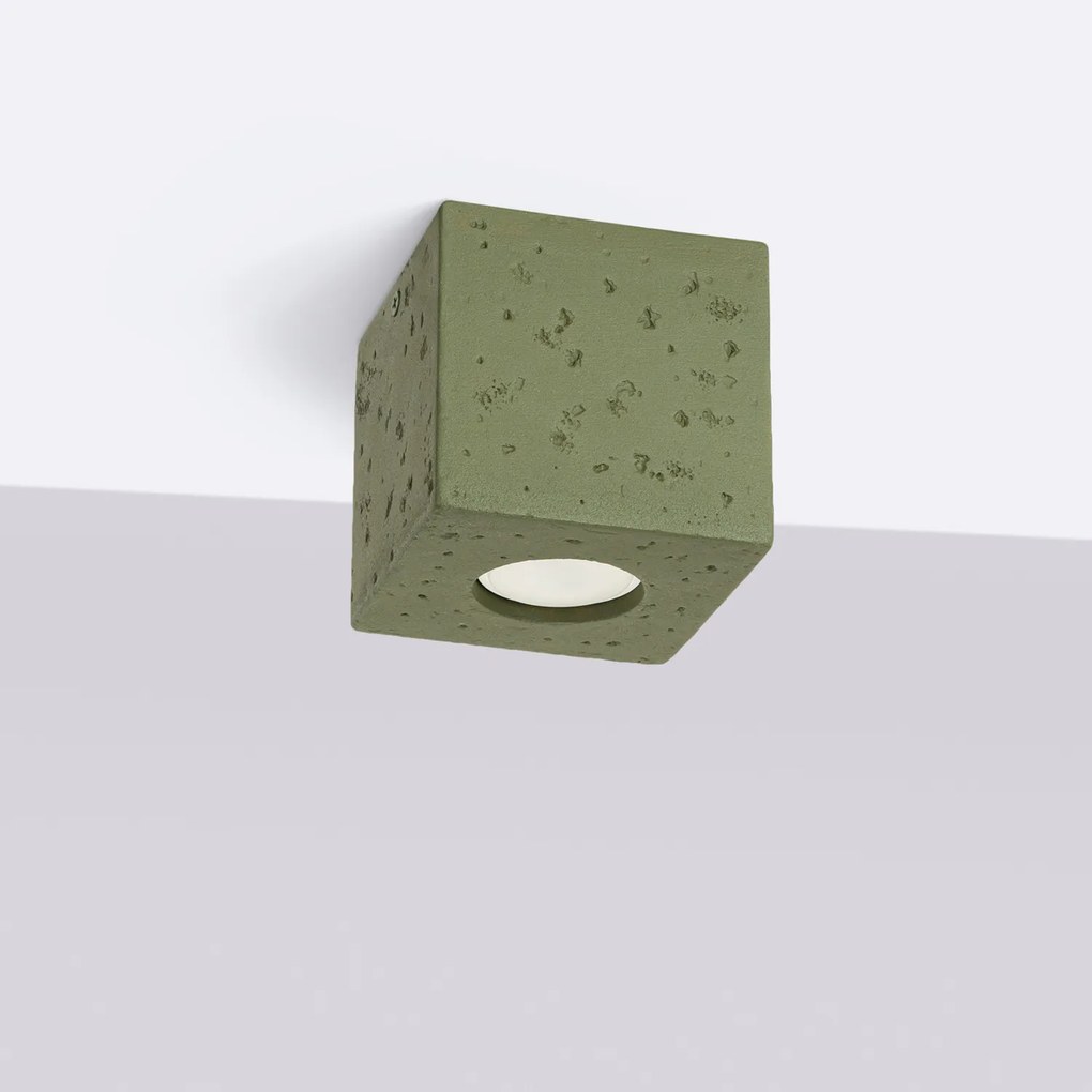 Sollux Lighting Stropní lampa QUAD betonová olivově zelená