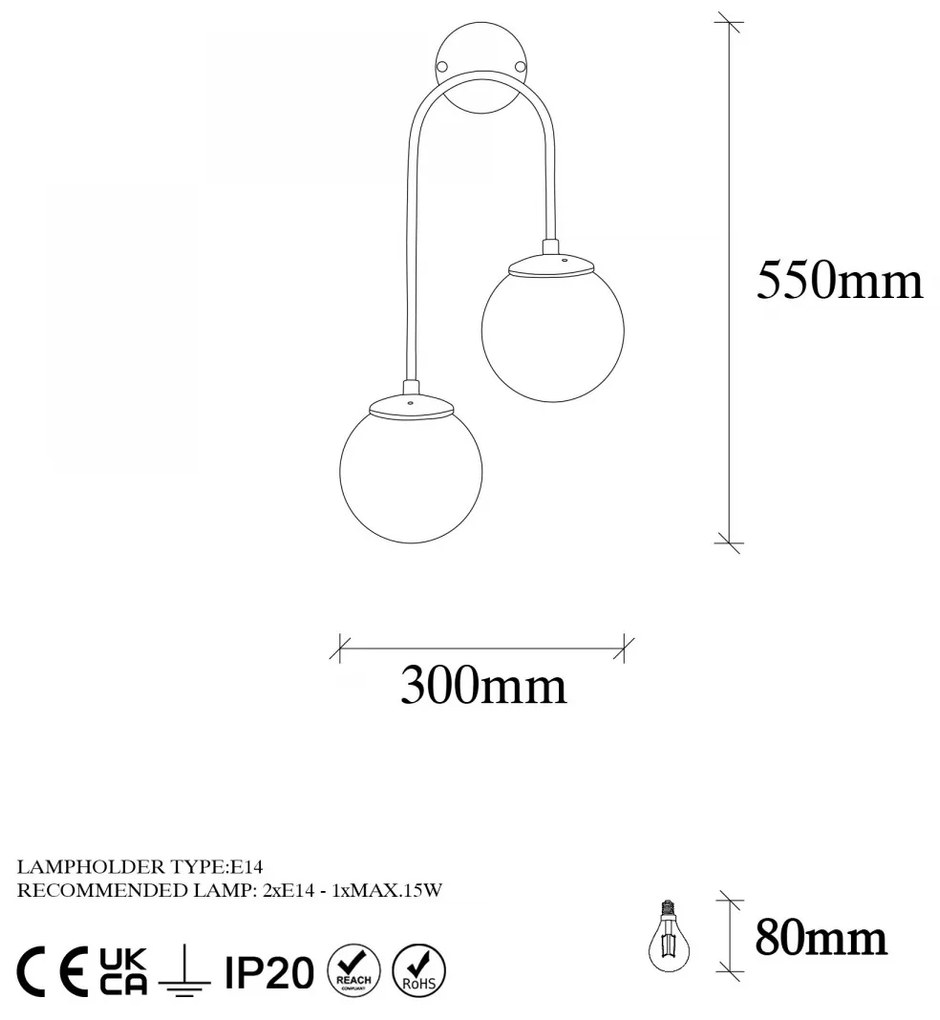 Nástěnná lampa Jevel I zlatá/bílá