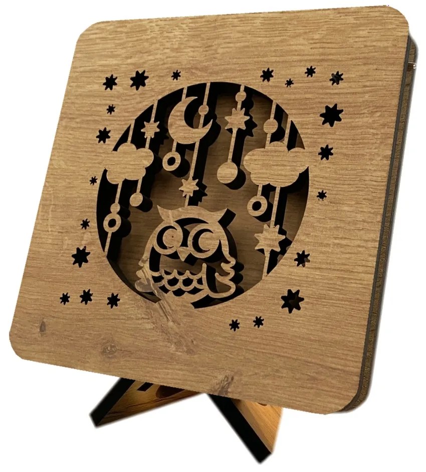 Li-Go "Sovička" lampa 19x19cm provedení povrchu: dub světlý