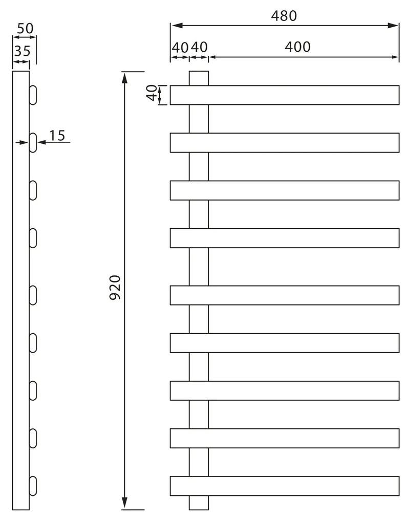 Sapho, ELCOR elektrický sušák ručníků 480x920x50mm, 128W, bílá matná, EB450