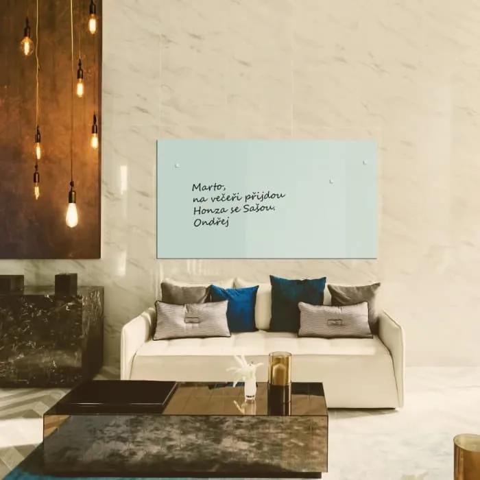 Bílá satinová skleněná magnetická tabule nalepovací na zeď Smatab® - 30 × 20 cm