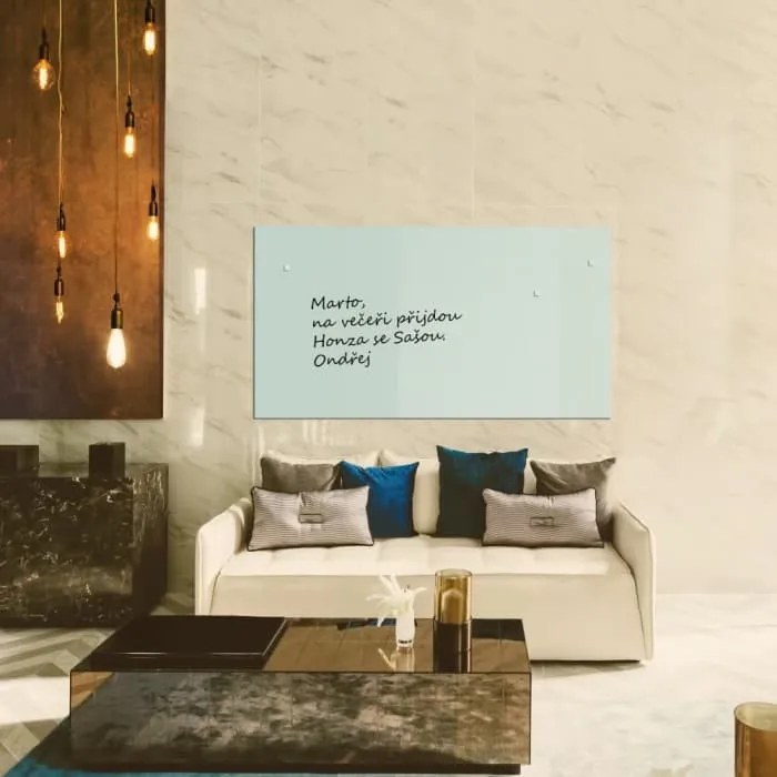 Bílá satinová skleněná magnetická tabule nalepovací na zeď Smatab® - 40 × 60 cm