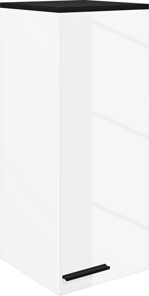 HOMCOM Nástěnná koupelnová skříň, Koupelnové úložiště se 3 policemi a nastavitelnými policemi, 30x32x73 cm, Lesklá bílá | Aosom