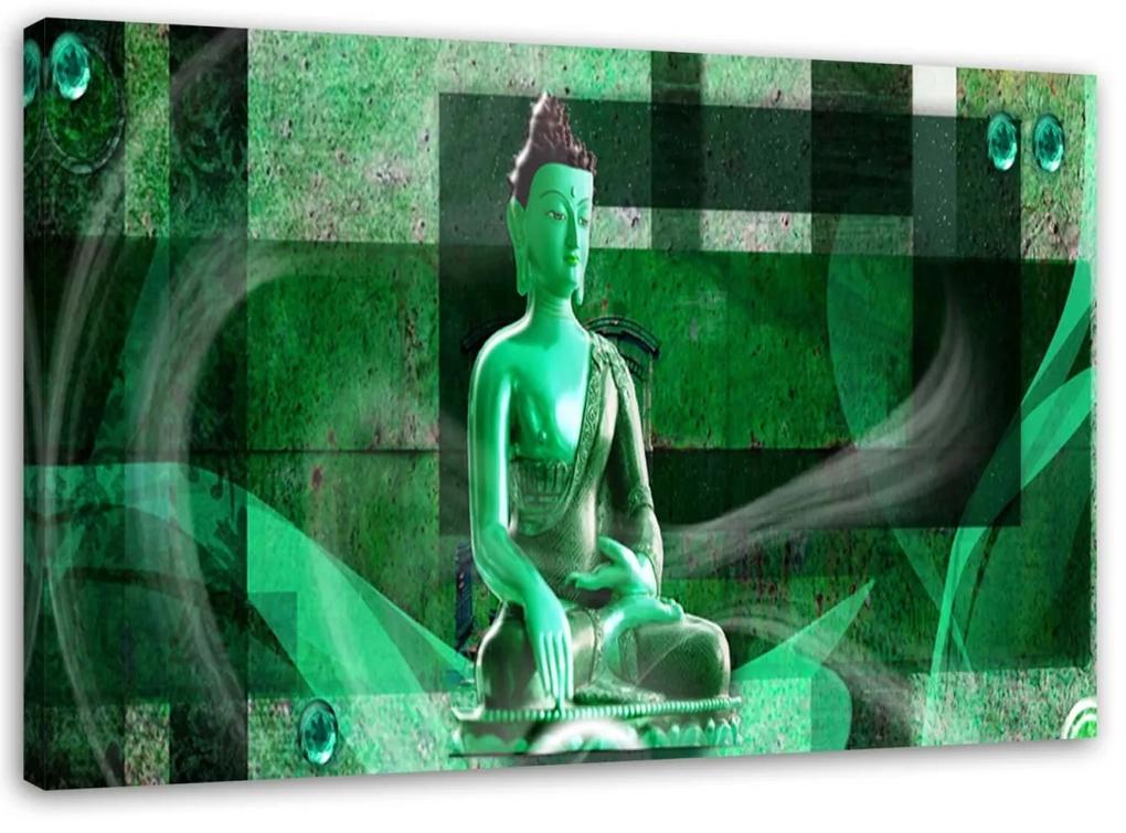 Obraz na plátně Buddha Zen zelená - 120x80 cm