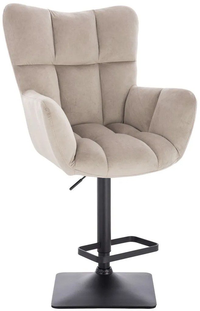 LuxuryForm DESIGN Barové křeslo AURORA VELUR na černé hranaté podstavě - latte