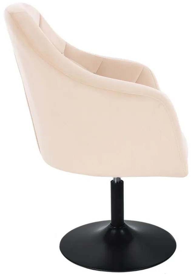 LuxuryForm DESIGN Otočné křeslo ROMA VELUR na černém talíři - krémové
