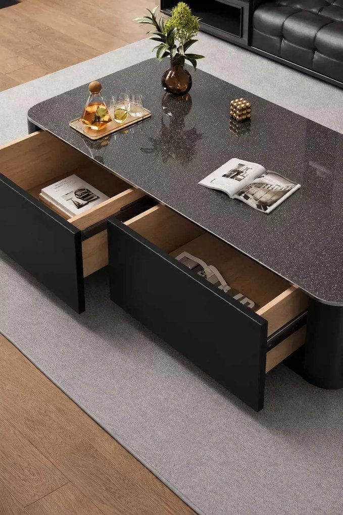 LuxuryForm DESIGN Konferenční stolek ASTON 120 × 60 × 36 cm – černý s tmavou deskou
