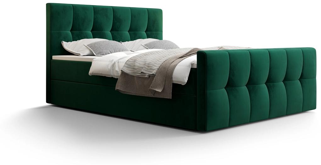 Manželská postel Boxspring 140 cm Macheta (olivová) (s matrací a úložným prostorem). 1046716