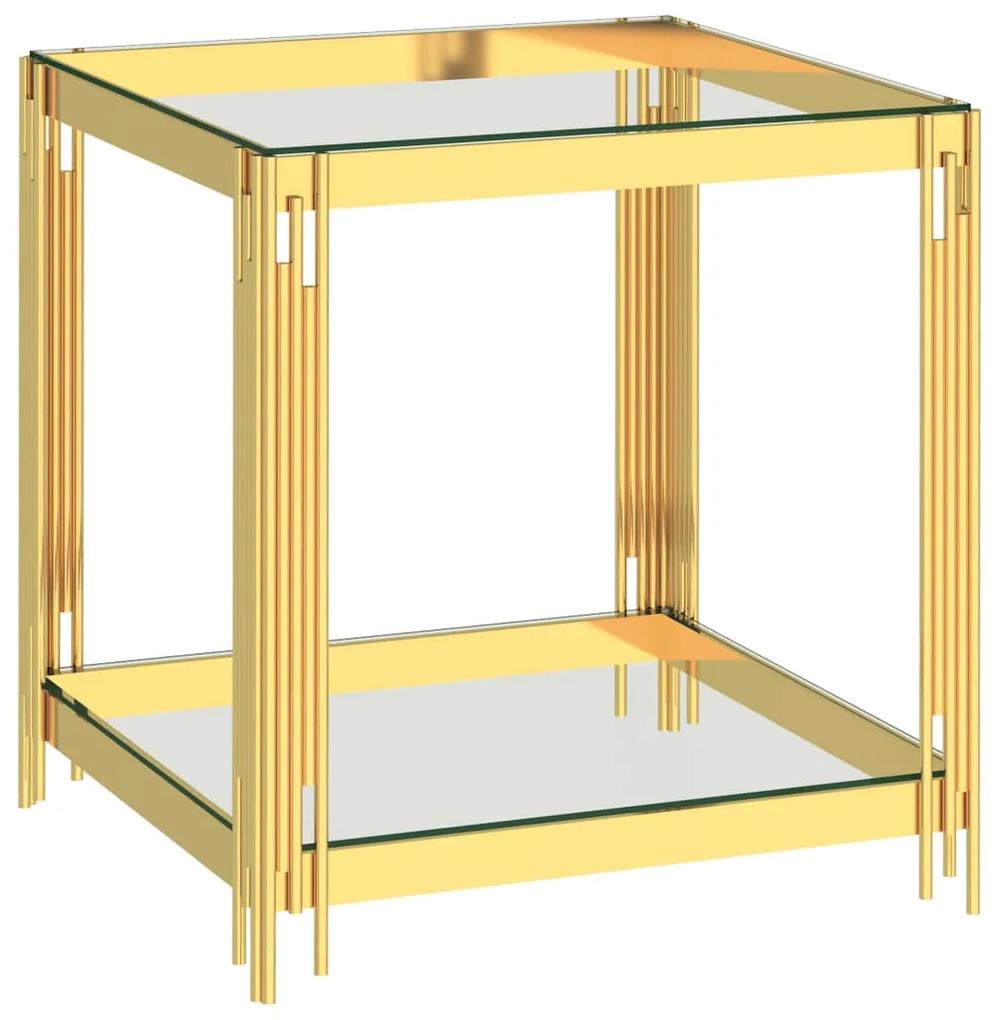 289028 vidaXL Konferenční stolek zlatý 55 x 55 x 55 cm nerezová ocel a sklo