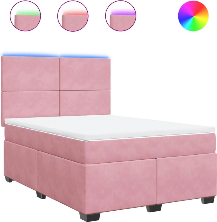 Box spring postel s matrací růžová 140x200 cm samet 3293229