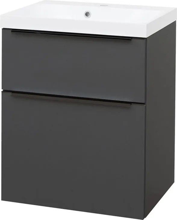 Mereo Mereo, Mailo, koupelnová skříňka s umyvadlem z litého mramoru 61 cm, bílá, dub, antracit, CN530MB