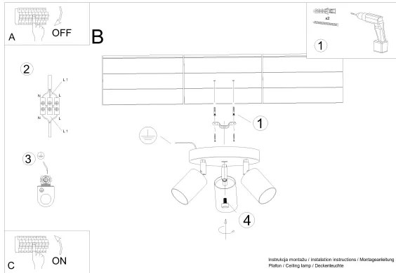 Sollux SL.1292 - Bodové svítidlo VERDO 3xGU10/10W/230V černá