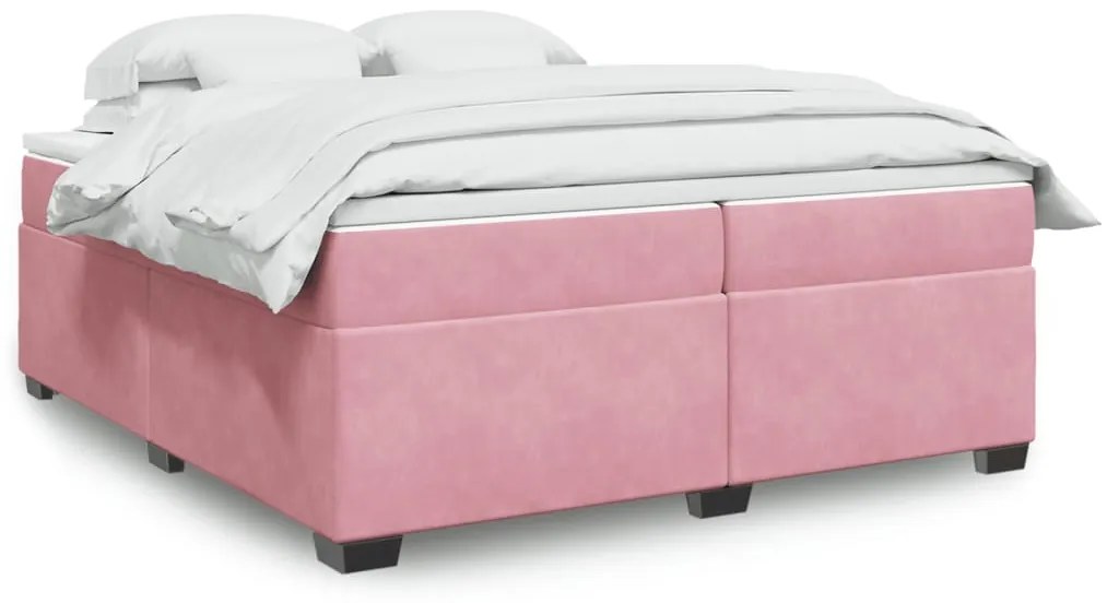 Box spring postel s matrací růžová 200x200 cm samet 3285310