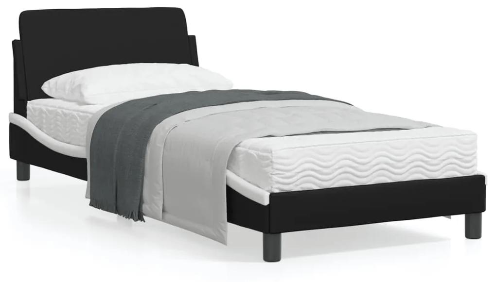 Rám postele s čelem černý a bílý 90 x 190 cm umělá kůže