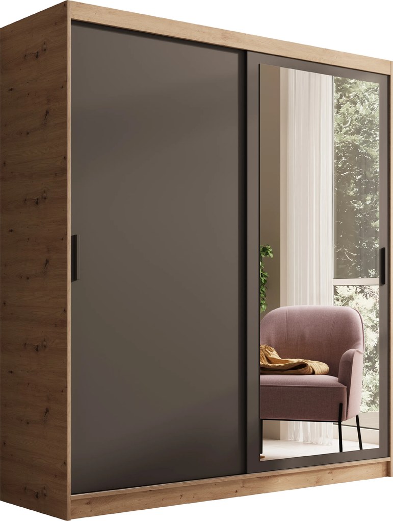 ADRK Furniture Šatní skříň s zrcadlem Hailey 180 SW-HAI-180-AB