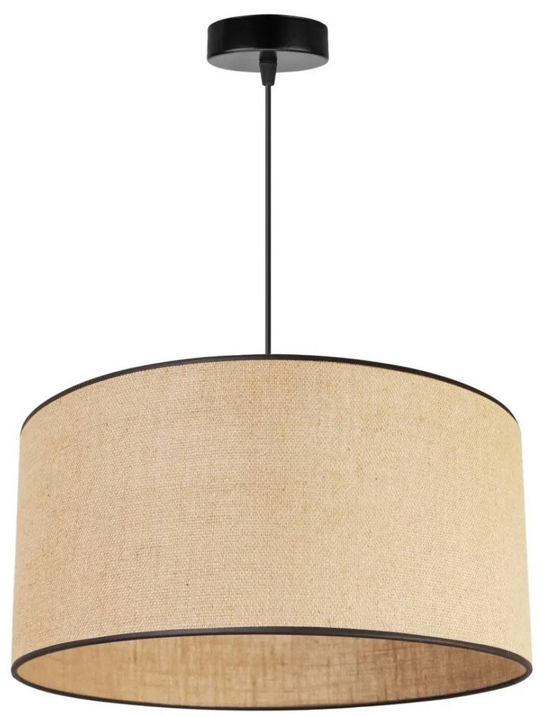 Závěsné svítidlo Juta, 1x jutové stínítko, (výběr ze 2 barev konstrukce), (fi 45cm), bl