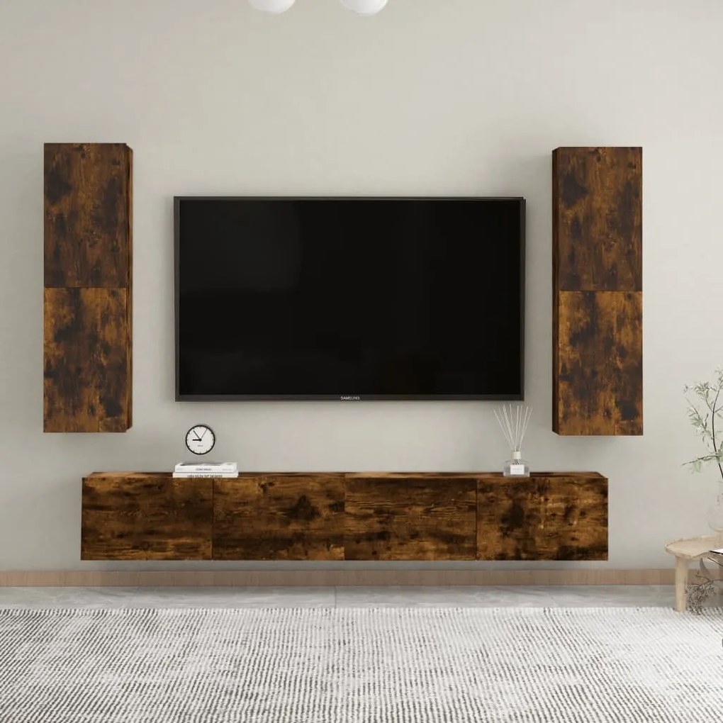 vidaXL TV stolky 2 ks 30,5 x 30 x 110 cm dřevotříska [826681] Barva: bílá a dub sonoma