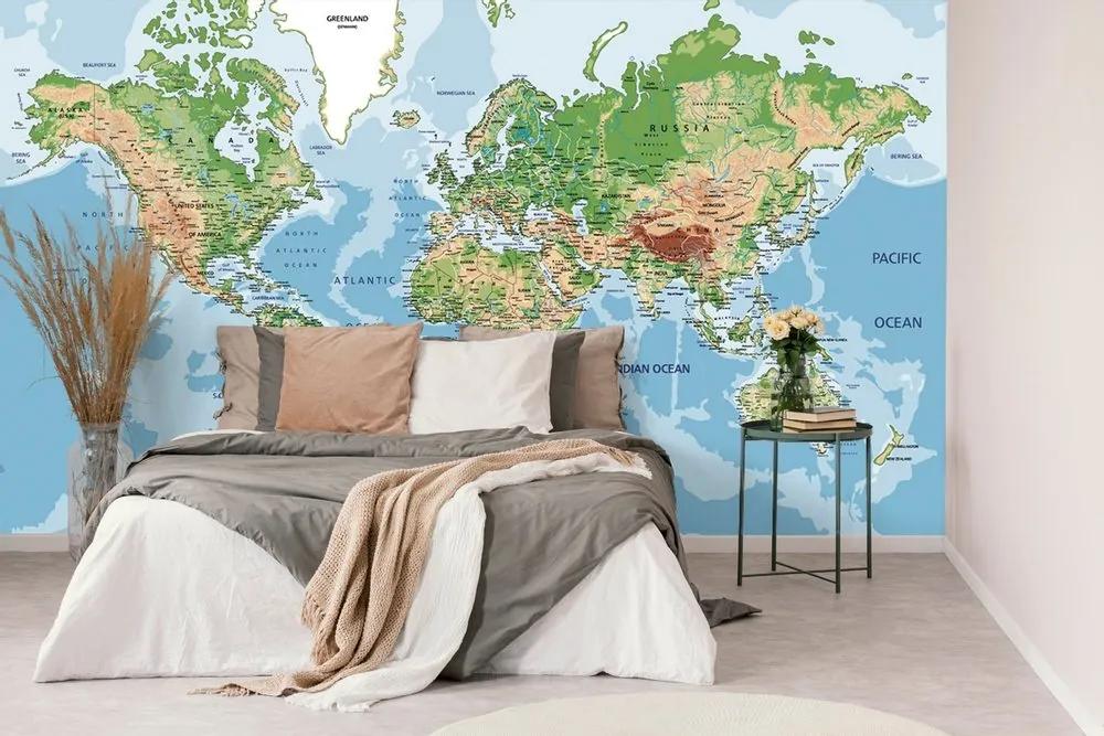 Samolepící tapeta klasická mapa světa - 150x100 cm