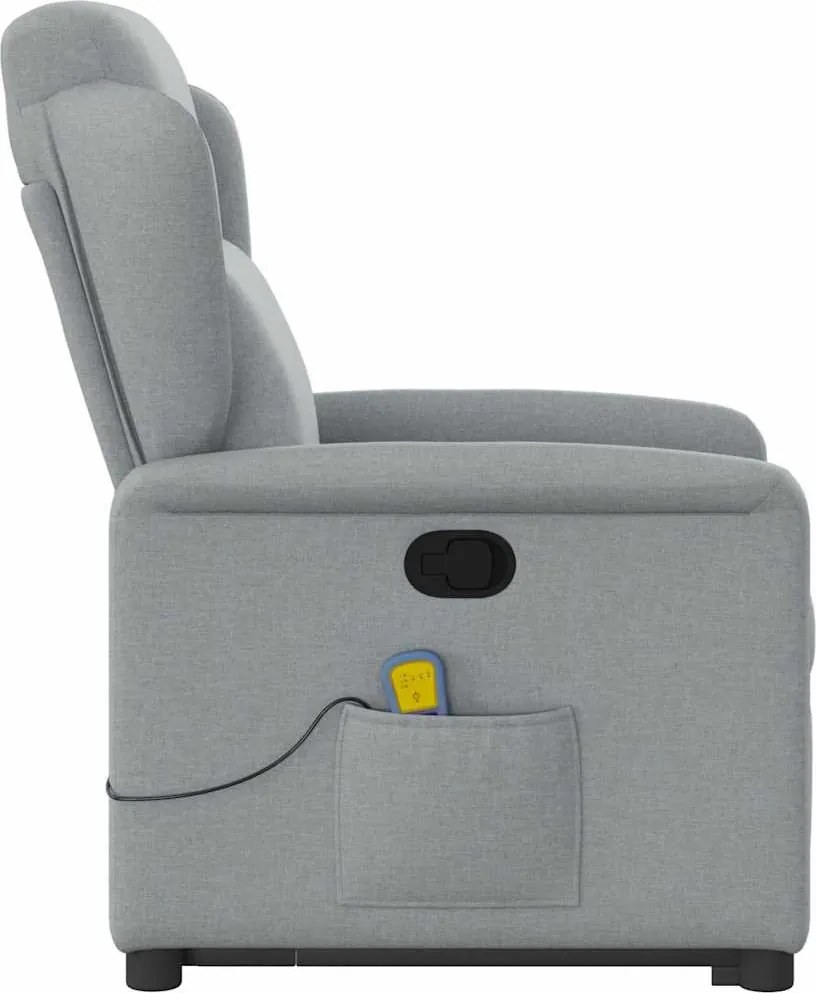 Zvedací masážní polohovací křeslo světle šedé textil 3303144