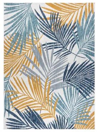 koberec SISAL COOPER palmové listy, tropický 22258 ecru / tmavě modrá velikost 160x220 cm | krásné koberce cz