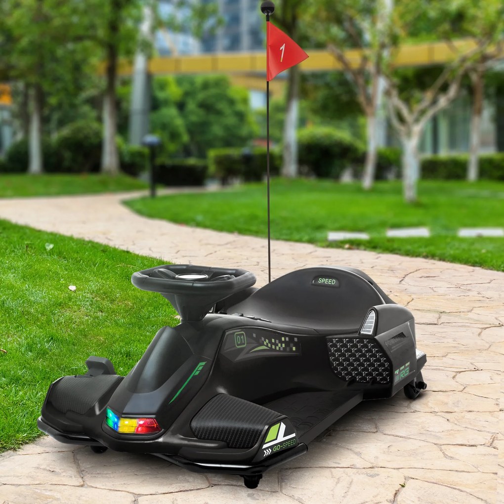 HOMCOM Dětský elektrický go-kart 12V 3-8 km/h Drift Kart s režimem driftu, pomalým startem, go-kartem s osvětlením a hudbou, bezpečnostním pásem pro …