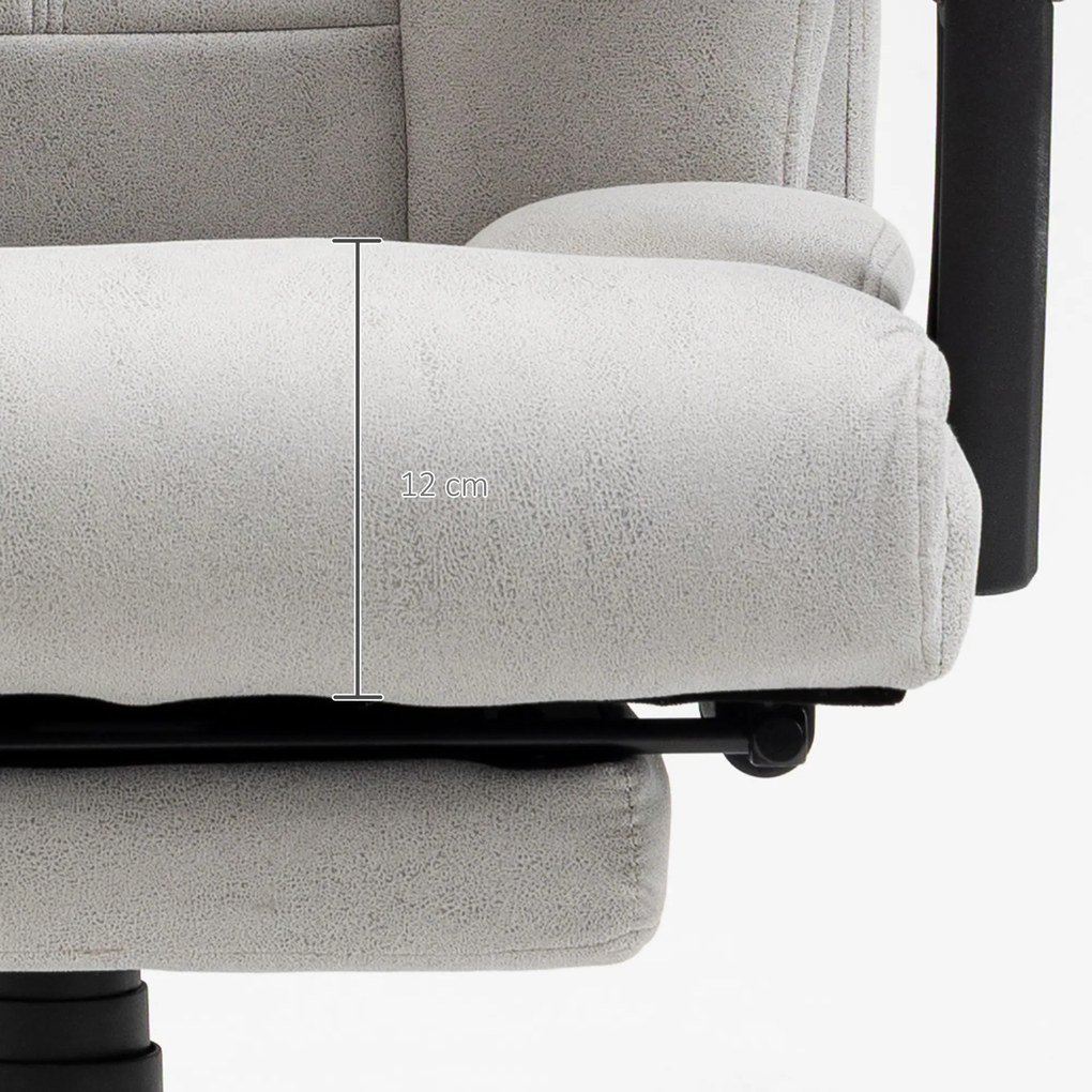 Kancelářská židle Vinsetto s masážní funkcí, ergonomická manažerská židle s výškově nastavitelnou opěrkou nohou, světle šedá pro kancelář a domácí ka…
