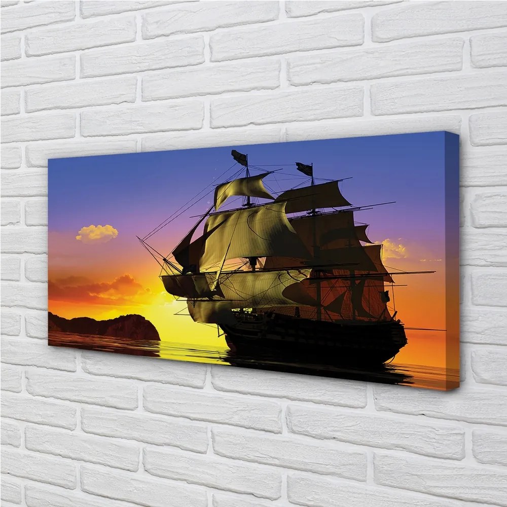 Obrazy na plátně Sky ship sea 125x50 cm