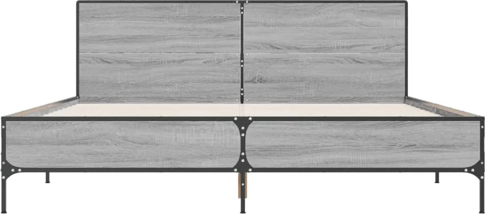 Rám postele šedý sonoma 135 x 190 cm kompozitní dřevo a kov 3280030
