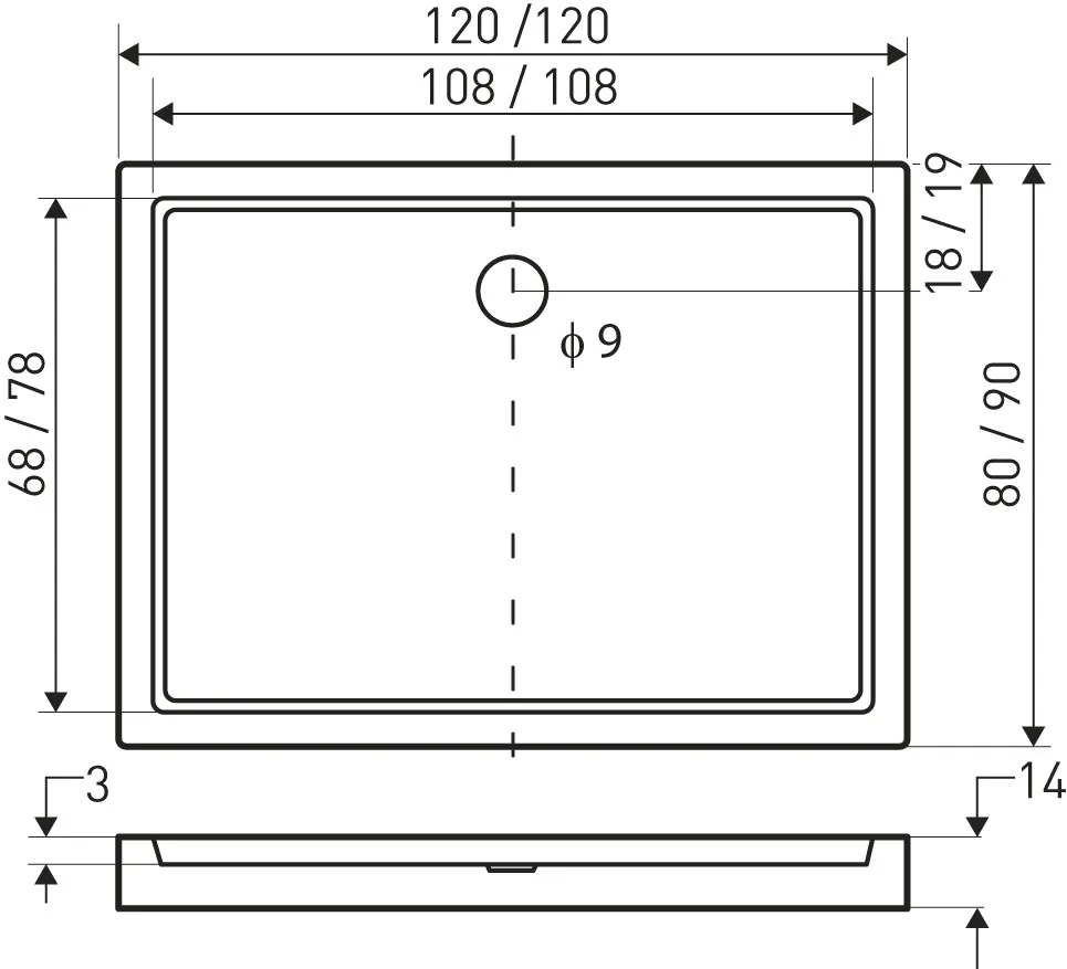 Novoterm Obdélníková akrylátová sprchová vanička NV-Victor 120x80 bílá