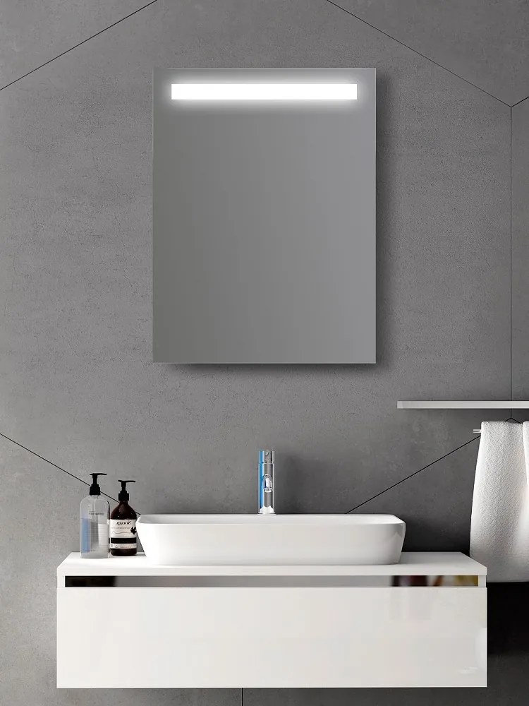 Amirro Zrcadlo na zeď chodbu do pokoje ložnice předsíně koupelny LUNA LED - 60 x 80 cm s LED podsvíceným pruhem 901-022