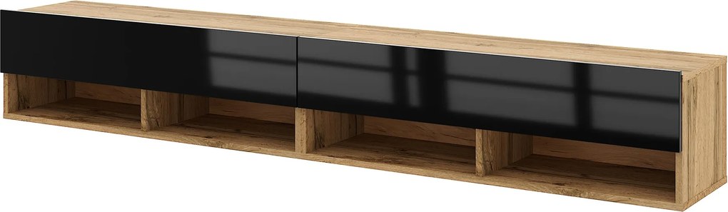 Závěsný TV stolek Derby 280 cm dub Wotan/černý