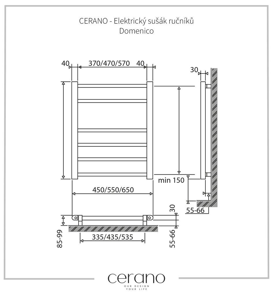CERANO - Elektrický sušák ručníků Domenico - bílá lesklá - 660x550 mm