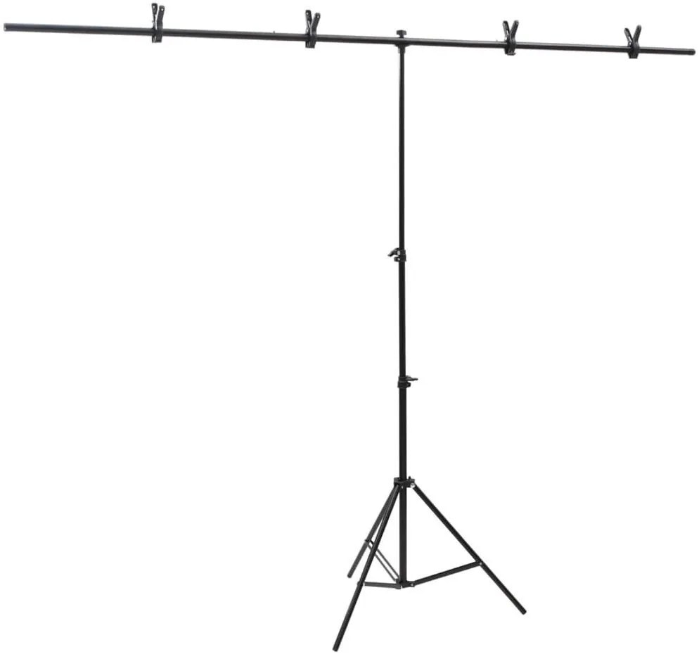 Shumee stojan na fotopozadí ve tvaru t, černý 201 × 60 × (70 - 200) cm 190253